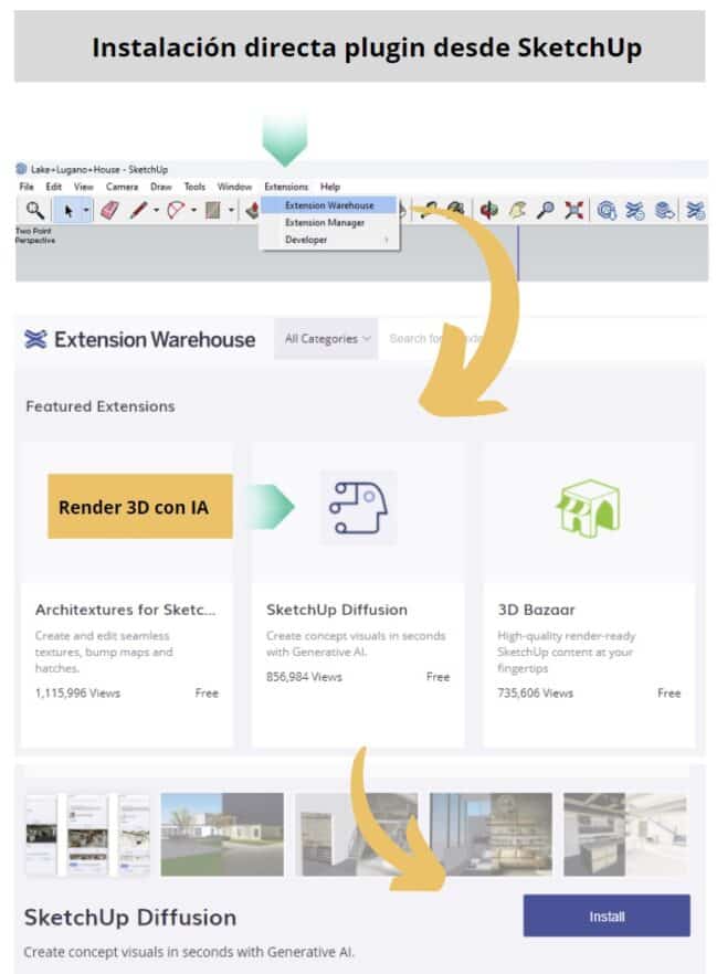 SketchUp: Plugin gratis para realizar renders 3D en 1 minuto