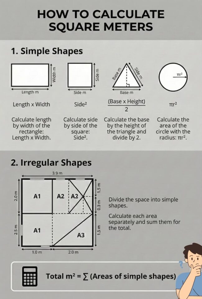 Calculate square meters m² | Calculator + m² Converter!